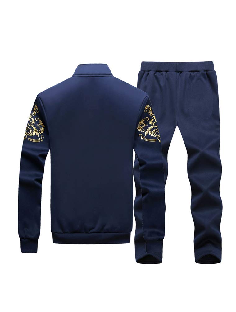 Lavnis Men's Casual Tracksuit Full Zip Running Jogging Athletic Sports Jacket and Pants Set Black 2XL