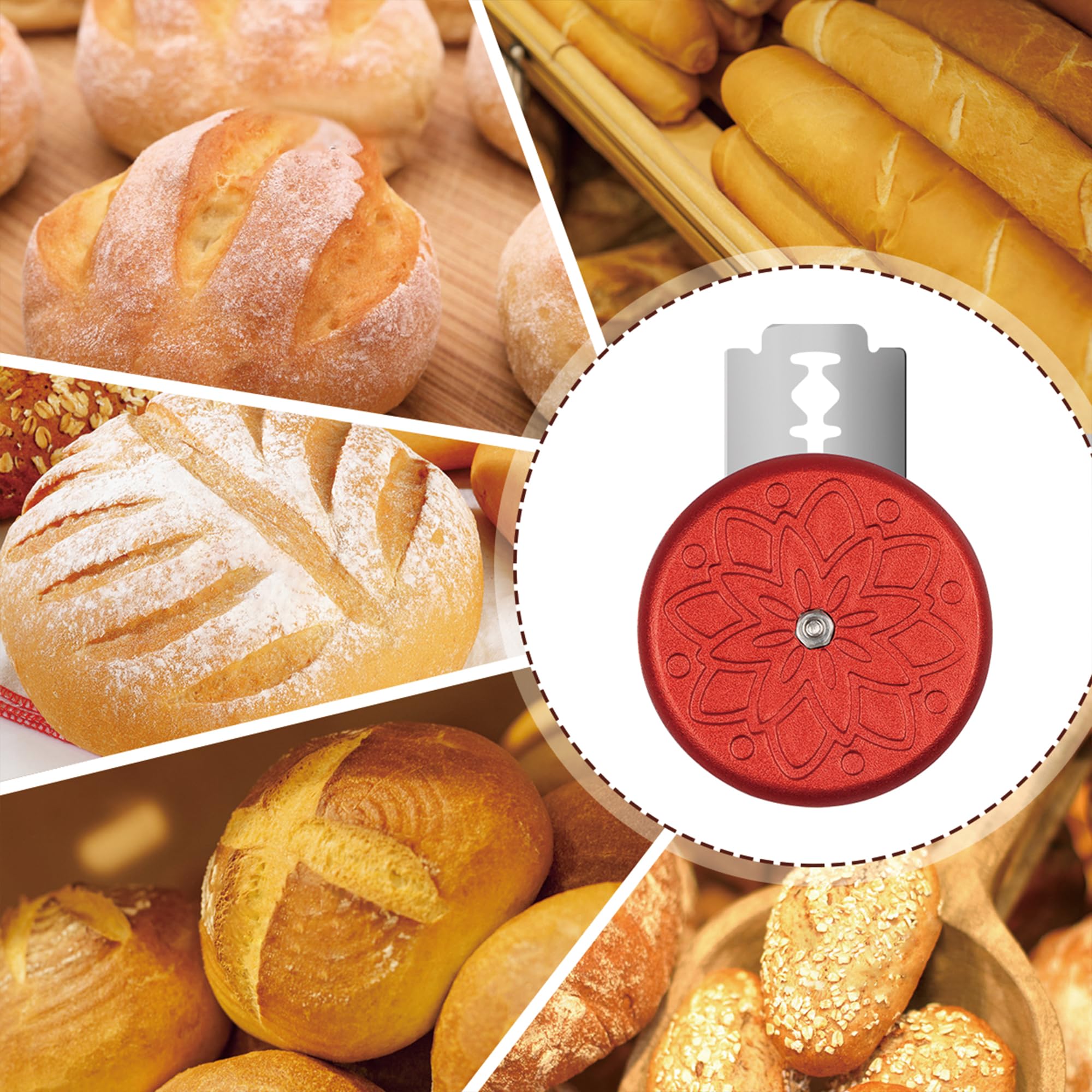 XINBADA Bread Lame Dough Scoring Tool -Ufo Aluminum alloy Material Lame Bread Tool with 5 Blades & Leather Storage Bag, Perfect for Bakin Sourdough Scoring Tool