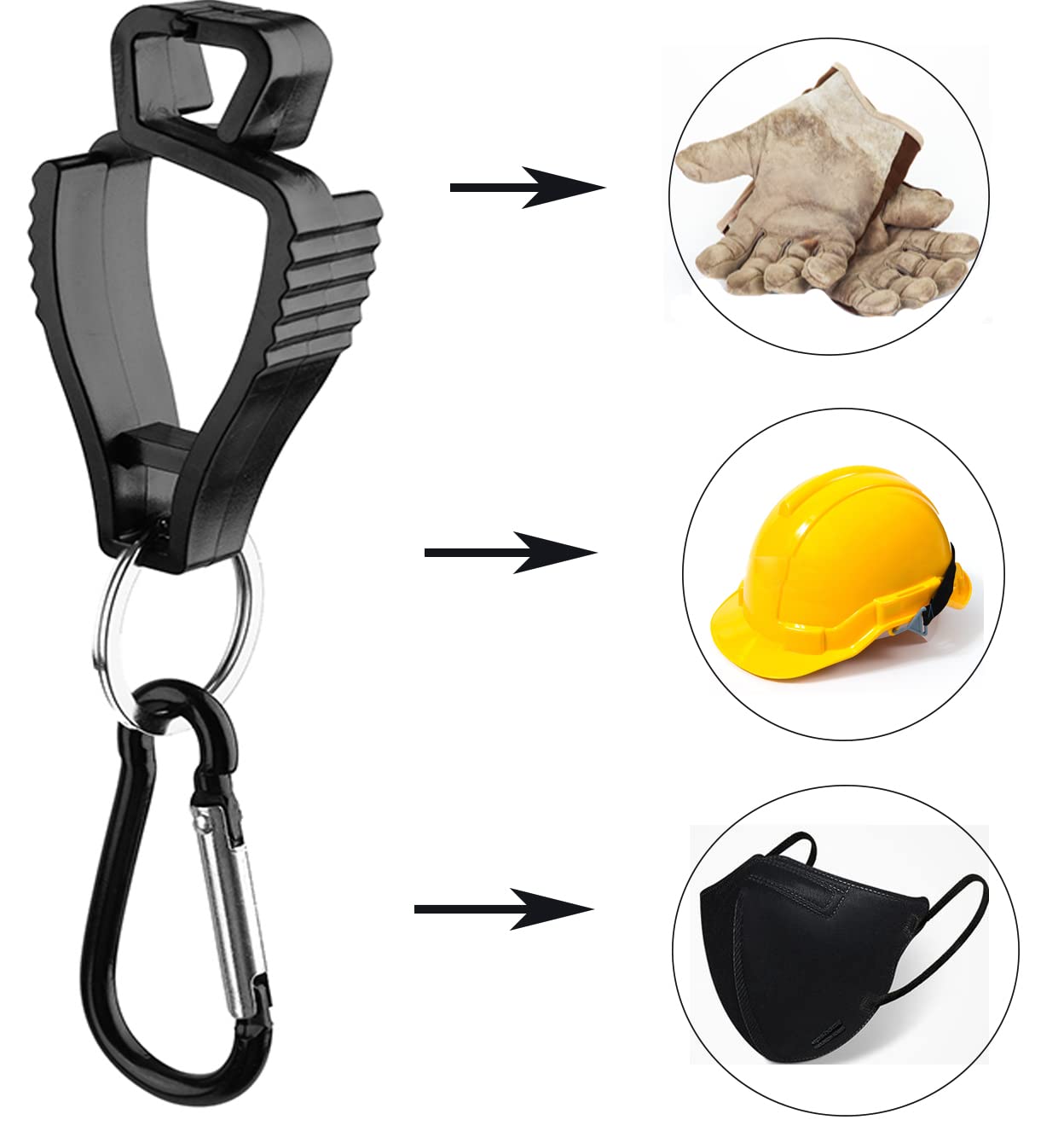 Lawei 12 Pack Glove Grabber Clip Holder - Black Work Safety Clip Glove Keeper, Glove Grabber Clip Holder Glove Keeper for Belt Loop