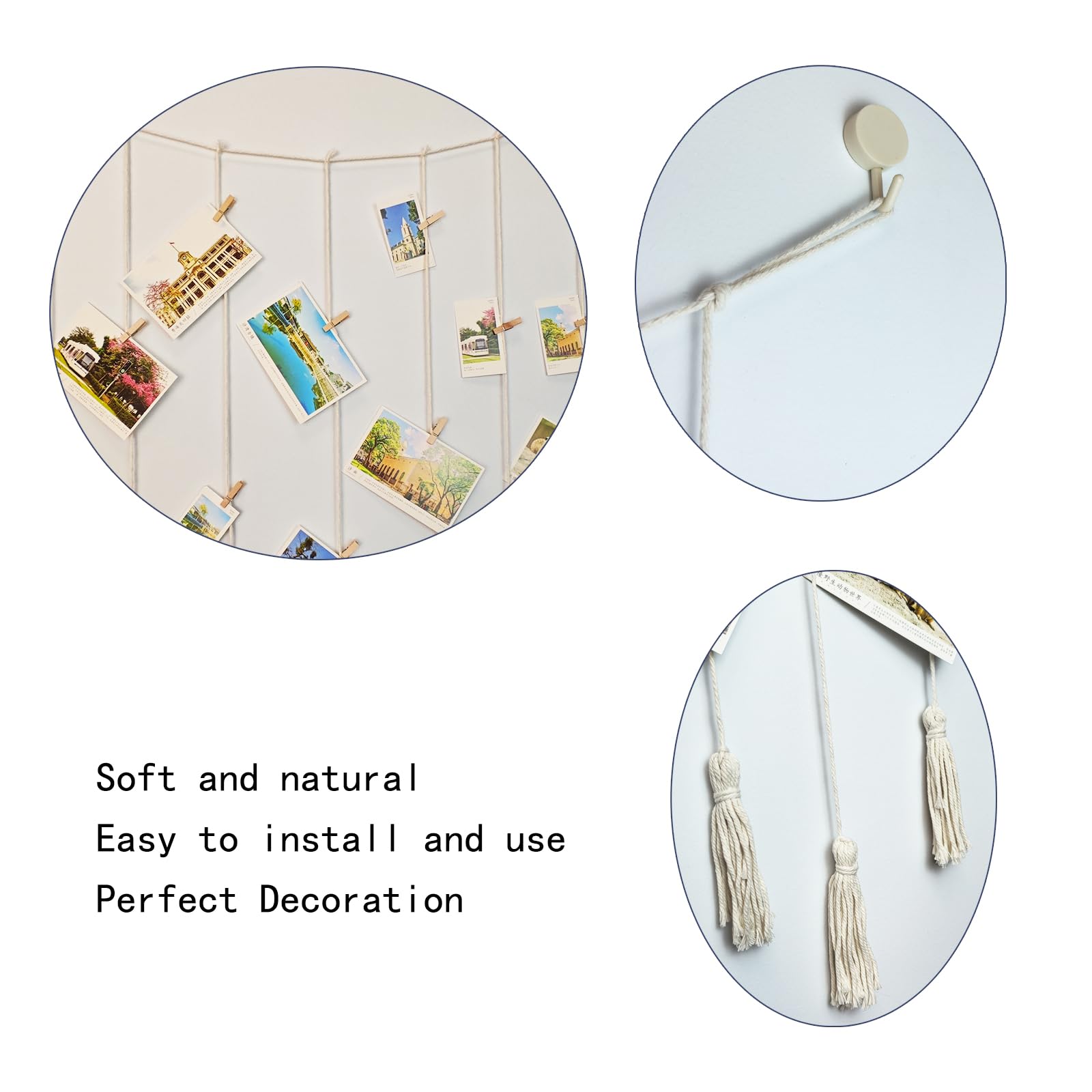 XINLIHONG Boho Wall Decor of 2 Tier Hanging Shelf for Wall and Photo Wall Display for Living/Bedroom/Bathroom/Kitchen/Study/Balcony