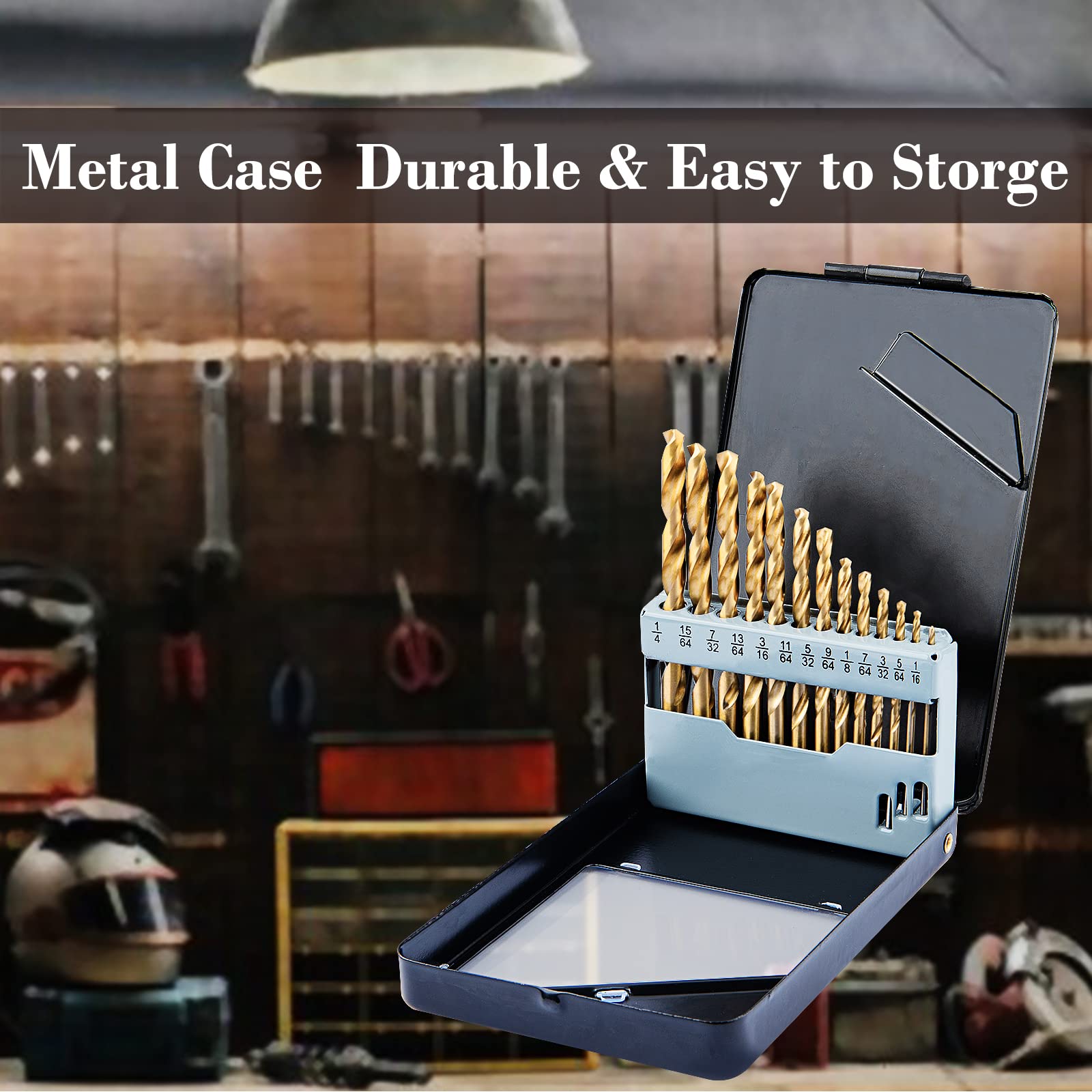 SATTDMAIC 13Pcs Drill Bit Set, HSS Metal Drill Bits with Titanium Finish, 1/16β-1/4β for Wood, Plastic, Aluminum Alloy, Metal, with Metal Drill Index (Drill bit Set)
