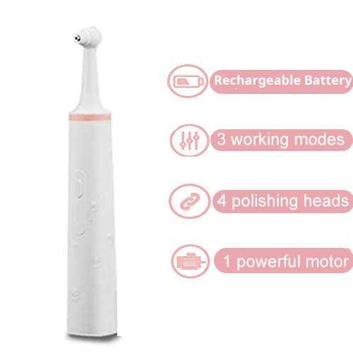 Rechargeable Electric Tooth Cleaning Set Household Teeth Cl𝓮aning Tools for Pl𝒶que C𝒶lculus Remover-3 Adjustable Modes,8 Replacement Heads （Upgrade-Pink-Rechargeable）