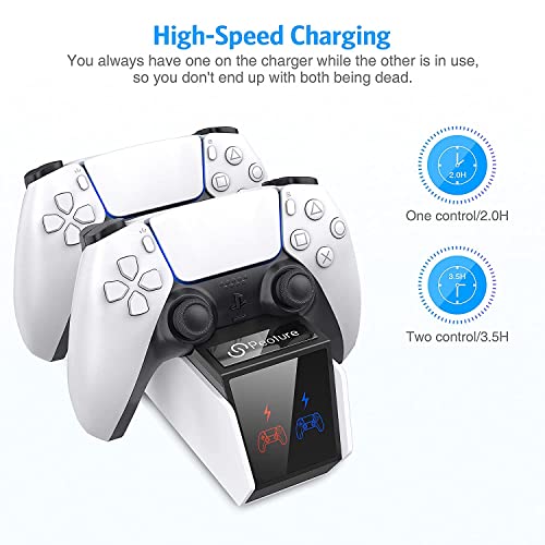 PS5 Controller Charger Station, PS5 Charging Station Dual Charger Docking Station Compatible with Playstation 5 PS5 with LED Indicators- Fast Charging 5V/2A Cable Included