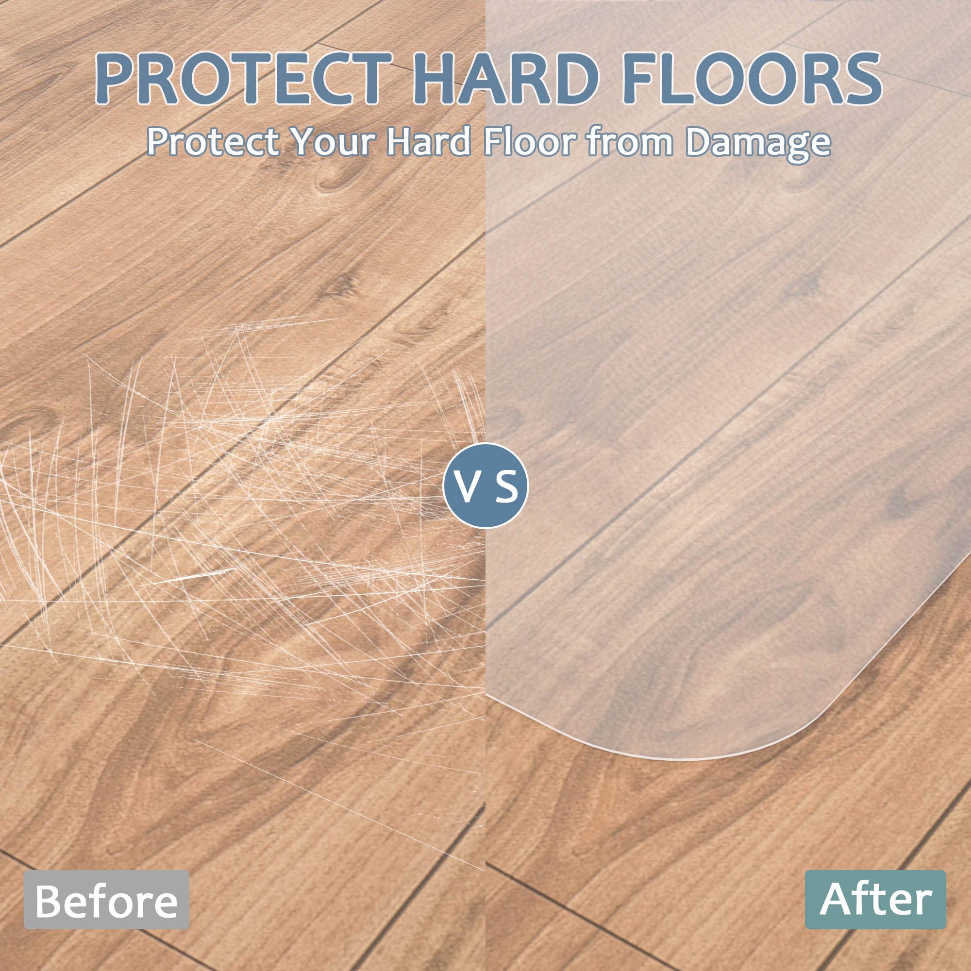 Naturei Clear Chair Mat for Hard Floors, 60'' x 46'' Transparent Office Mats, Heavy Duty Floor Protector Mat for Office & Home - Rectangle