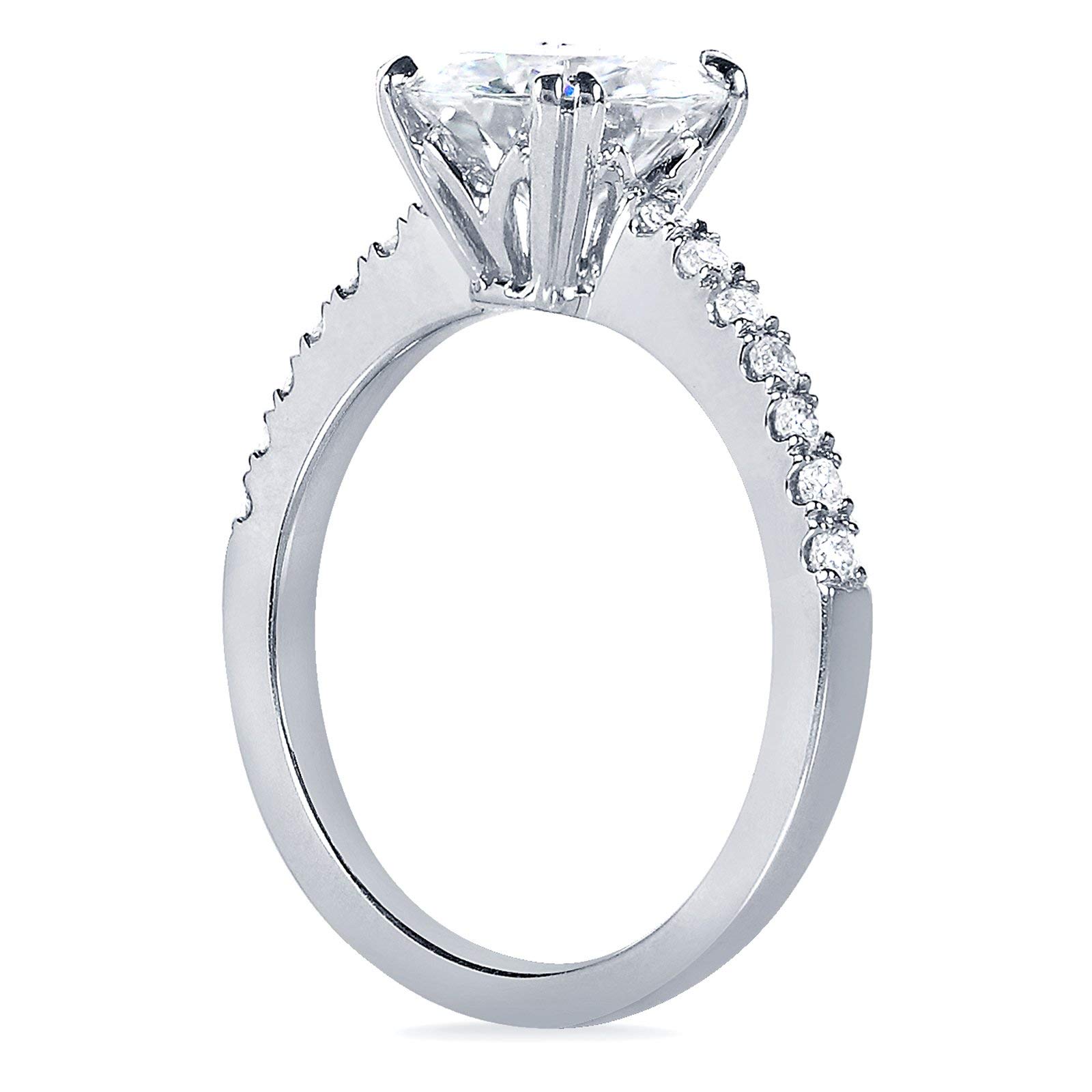 Kobelli Moissanite and Lab Grown Diamond Engagement Ring 1 3/4 CTW 14k White Gold (GH/VS, DEF/VS), 7.5
