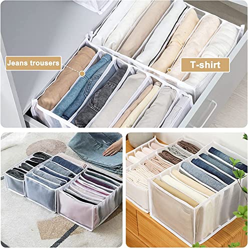 YSGBYSG 4PCS Wardrobe Clothes Organizer 7 Grids, Closet Organizers And Storage Baskets, Clothing Storage Bins,Washable Foldable Drawer Clothes Compartment Storage Box for Bedroom