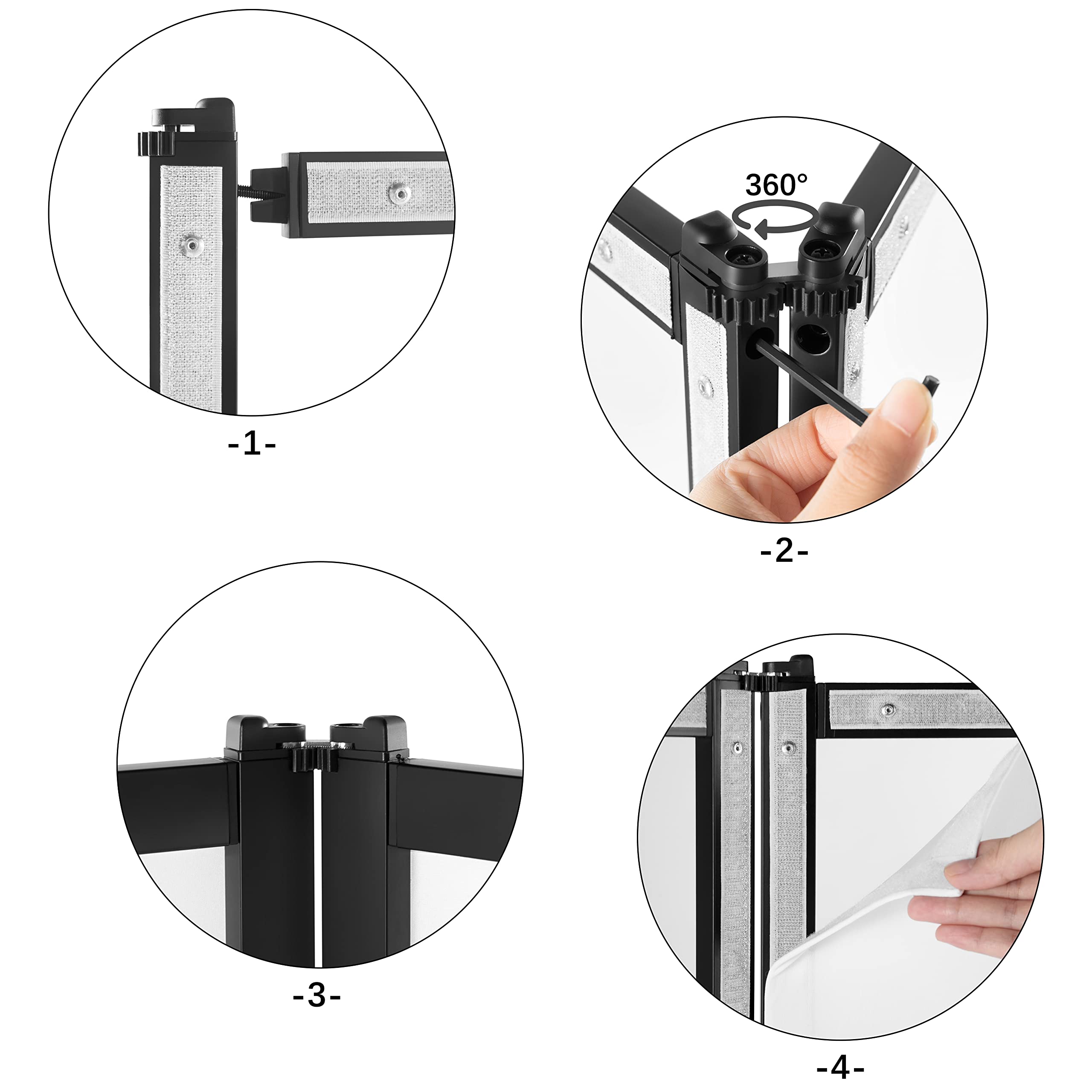 RECK PF-33 47" DJ Foldable Facade Portable Event Booth Panels 4 Detachable Black Metal Frame Projector Display Scrim Panel with Carry Bag