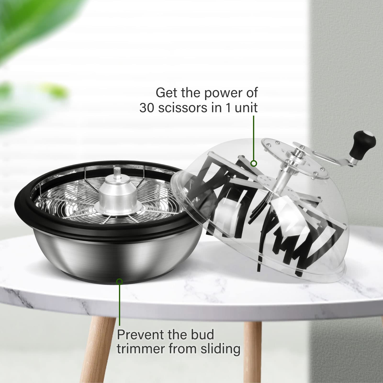 iPower 16 inch Bud Leaf Bowl Trimmer Twisted Spin Cut with Upgraded Gears Sharp Stainless Steel Blades, for Hydroponic Plant, 16", Silver
