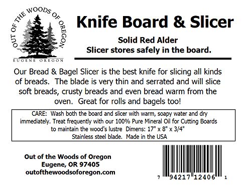 Out of the Woods of Oregon Solid Red Alder Knife Board and Bread Slicer Set for Slicing Home-made Bread