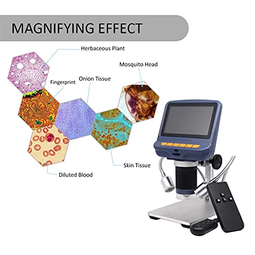 SLNFXC 220X Desktop Electronic Digital Stereo Microscope for Soldering Repairing with 4.3-inch Screen LED Light