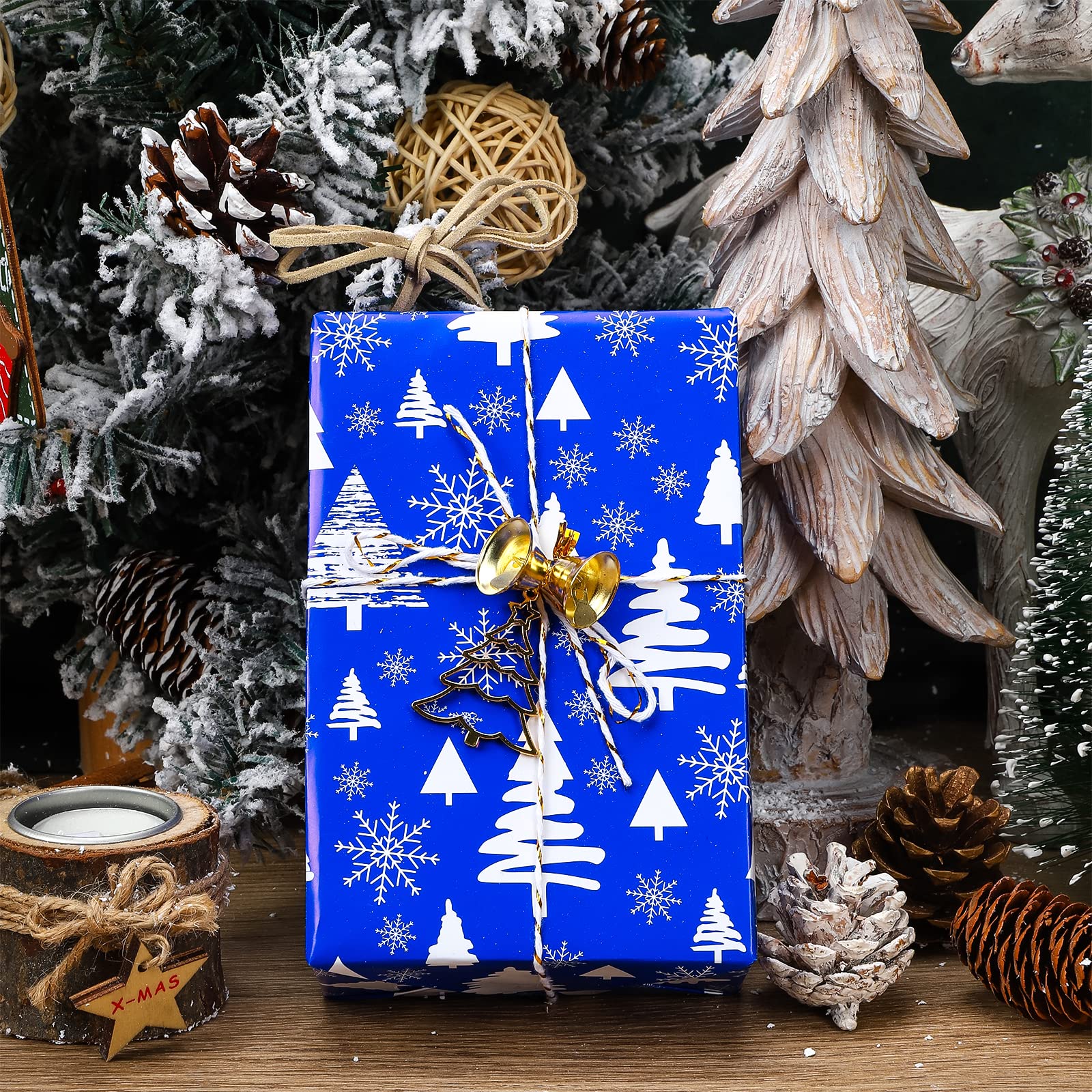 LeZakaa Christmas Gift Wrapping Paper - 12 Folded Sheet with 4 Different Green Tartan, Plaid Design - 27.5 x 19.6 inches Per Sheet