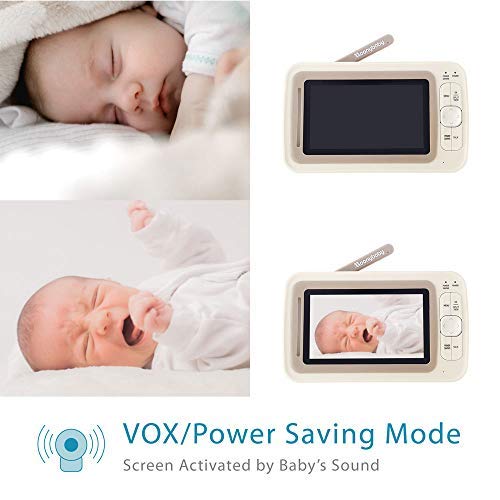 Moonybaby Split Screen Baby Monitor with 2 Cameras and Audio, Model: Split 30, No WiFi, Extended 12hrs Battery Life, Wide View, Long Range, Auto Night Vision, 4.3" Large Screen, Lullaby, 2-Way Audio