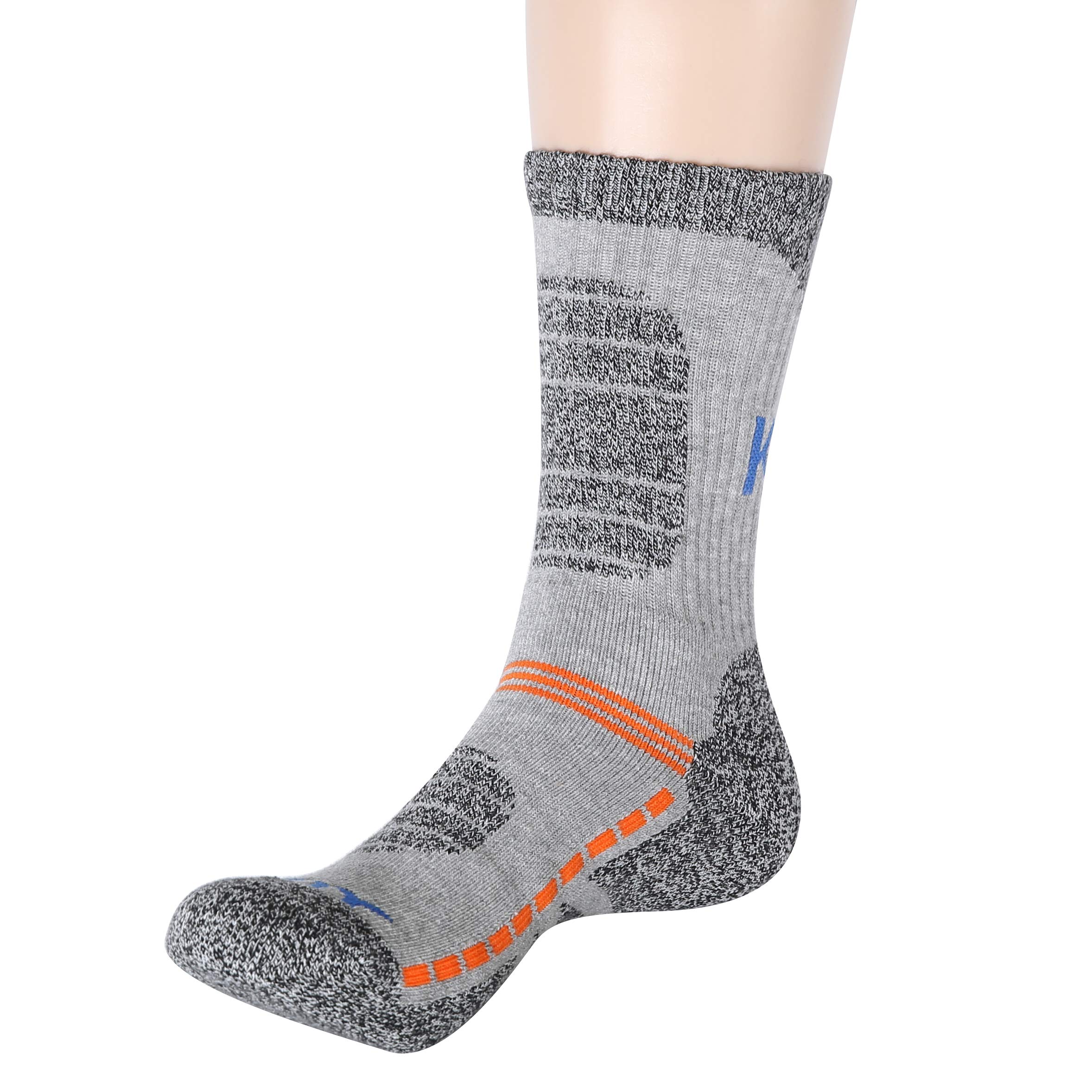KONY Womens Cotton Full Cushioned Hiking Socks, 5 Pack Moisture Wicking Outdoor Trekking Crew Socks (Mix-3, Large(US Shoe size 8.5-11))