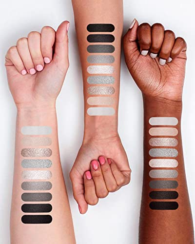 MAKI YIKA Black Grey Smoky Eyeshadow Palette, Matte Black White Gray Silver High Pigmented Smokey Eye Shadow, 9 Colors Long Lasting Shimmer Powder Makeup Palette For Goth Look (Black)
