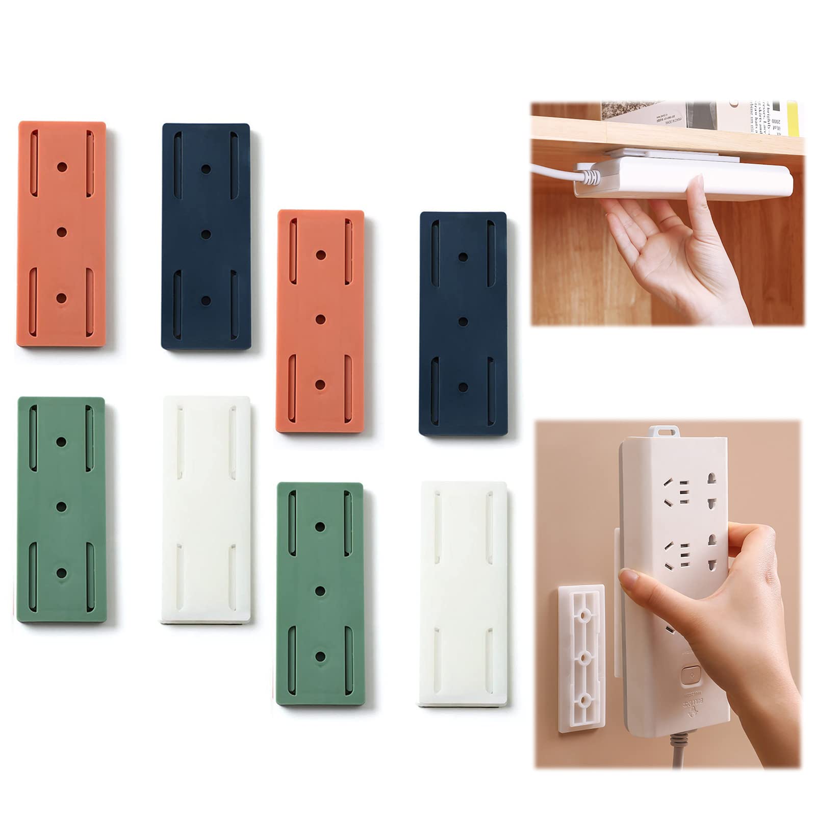 Self-Adhesive Desktop Socket Fixer, 2023 New Adhesive Punch Free Socket Holder, Premium Wall-Mounted Plug Fixer Sticker Desktop mountable Plug-in Socket Fixer Bracket Stand (8 Pcs)