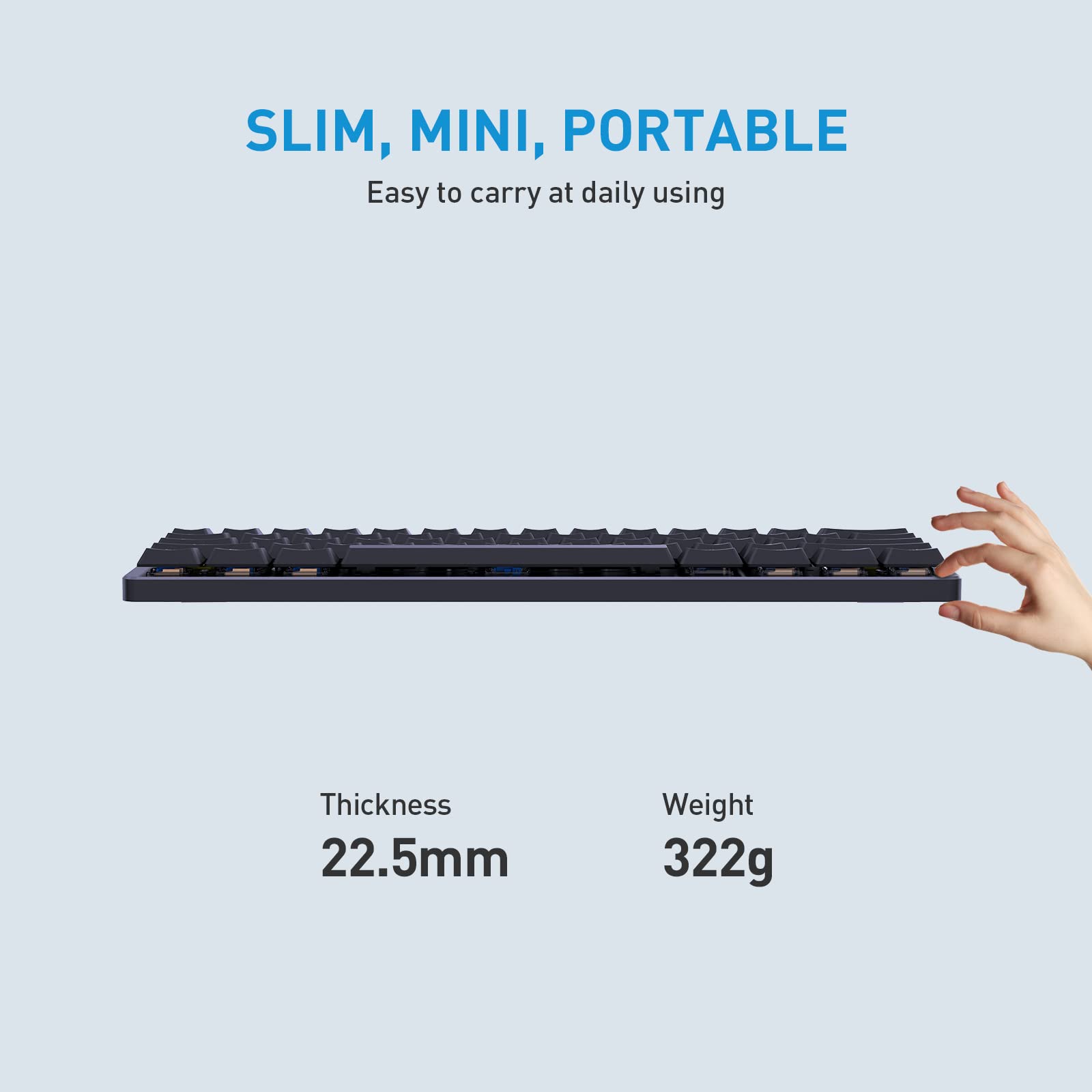 Redragon 60 Percent Mini Keyboard, Mechanical Gaming Keyboard with Low Profile Blue Switches, 18 LED Backlits, Wired Compact Portable Keyboard for Windows PC Mac, Typing, Travel, K615