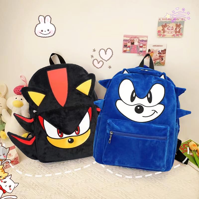 LXYXEV Cute Plush Cartoon Backpack for Boys and Girls-Lightweight Travel Rucksacks Book Bags with Adjustable Shoulder Straps-Blue