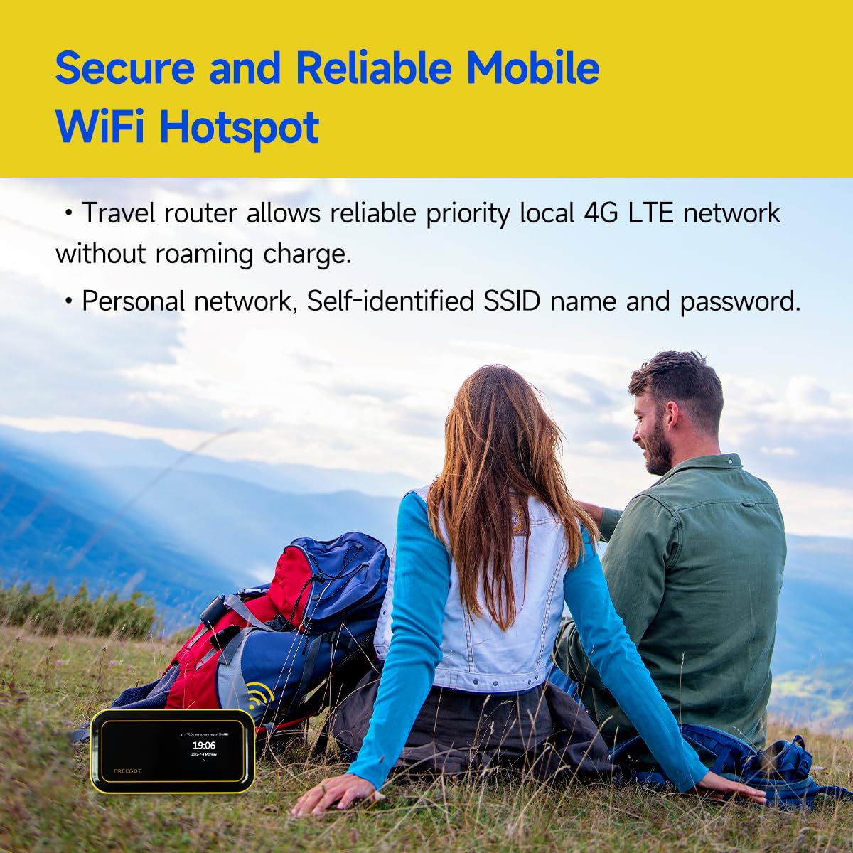 Portable WiFi Hotspot for Travel Mobile Wi-Fi Router Worldwide High Speed Wi-Fi No SIM Card Needed, Local and International Router (15GB US Data, Valid for 30 Days)