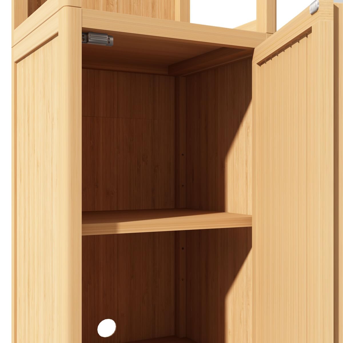 Xmatch Medicine Cabinets, Towel Cabinet Bamboo Handmade 2 Open Shelves and Large Capacity Bathroom Storage Cabinet with 1 Door (52" Towel Cabinet)
