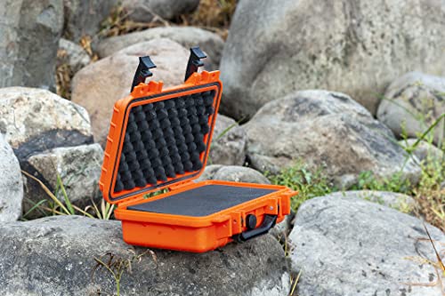 MEIJIA Portable All Weather IP67 Waterproof Protective Hard Case, Small Camera Case,Dry Case with Customizable Foam,Fit Use of Drones, Camera,Equipments, 11.65 ”x8.35”x3.78”(Orange)