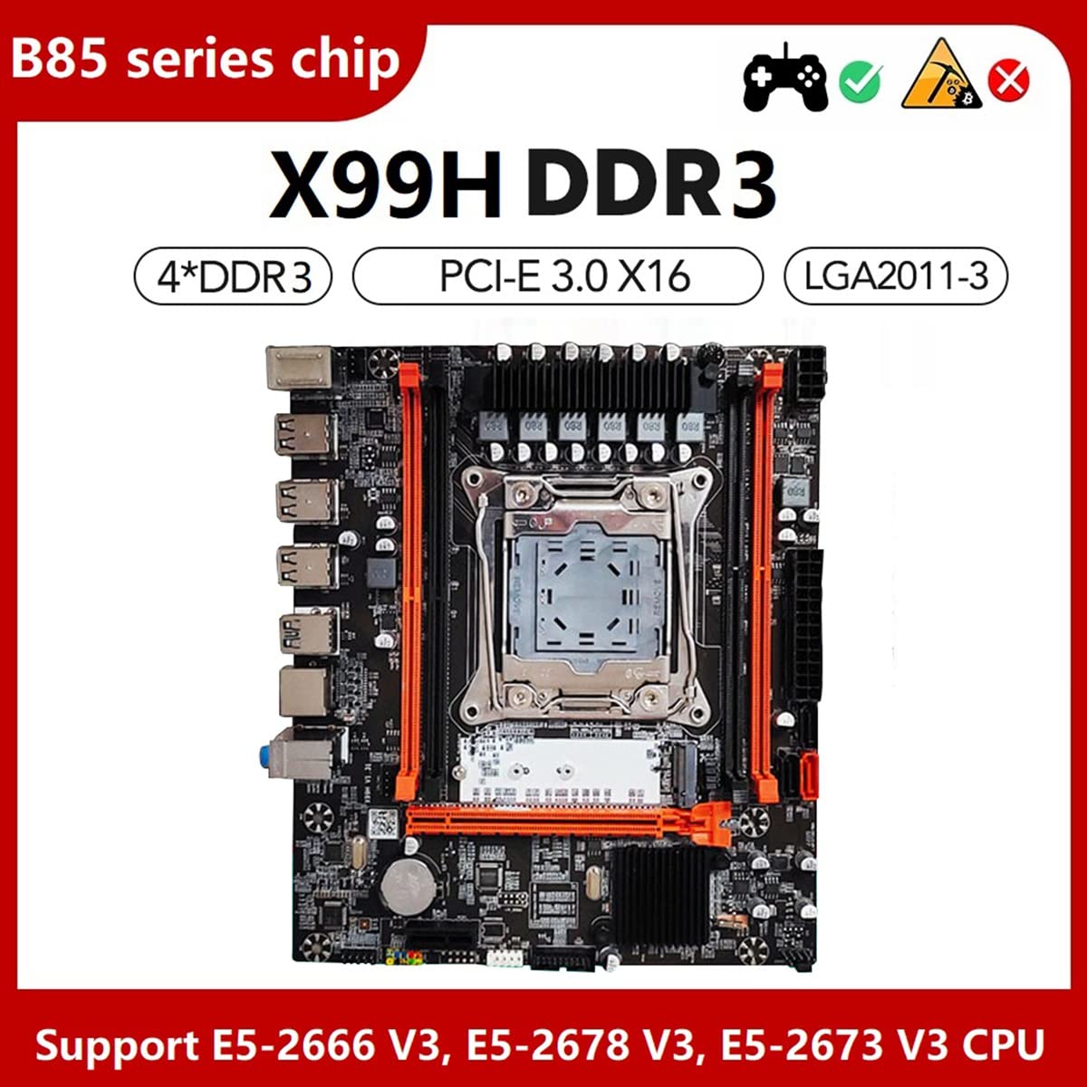 STACEY X99H Desktop Motherboard B85 Chip LGA2011-V3 DDR3X4 ECC Server Memory Slot M.2 NVME PCI-E 3.0 X16 SATA3.0 for PC