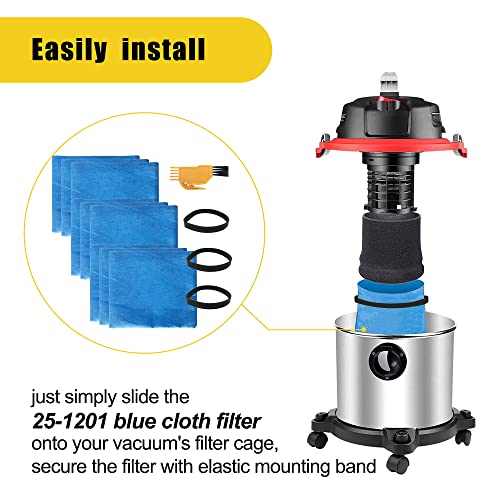 S SMILEFIL 9 Pack Blue Cloth Reusable Dry Filter Bags Compatible with Stanley 25-1217 1-5 Gallon Wet/Dry Vacuums