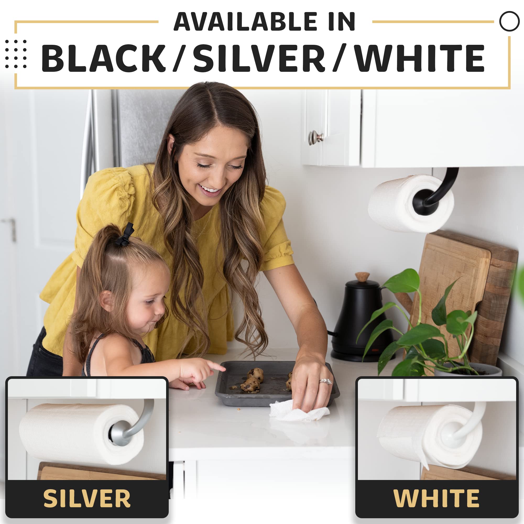 One Handed Tear Wall Mounted & Under Counter Paper Towel Holder Dispenser - Stainless Steel Wall Mount Paper Towel Holder - Easy to Install Horizontally or Vertically - Hardware Included โ 11 Inches
