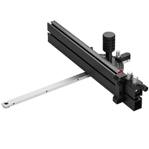 VEVOR Precision Miter Gauge, Standard Slot 3/4'' x 3/8'', Aluminum Alloy Table Saw Miter Gauge with 18 in Grating 15 Angle Stops Adjustable Spring Loaded Plunger and Removable Disc, for Woodworking