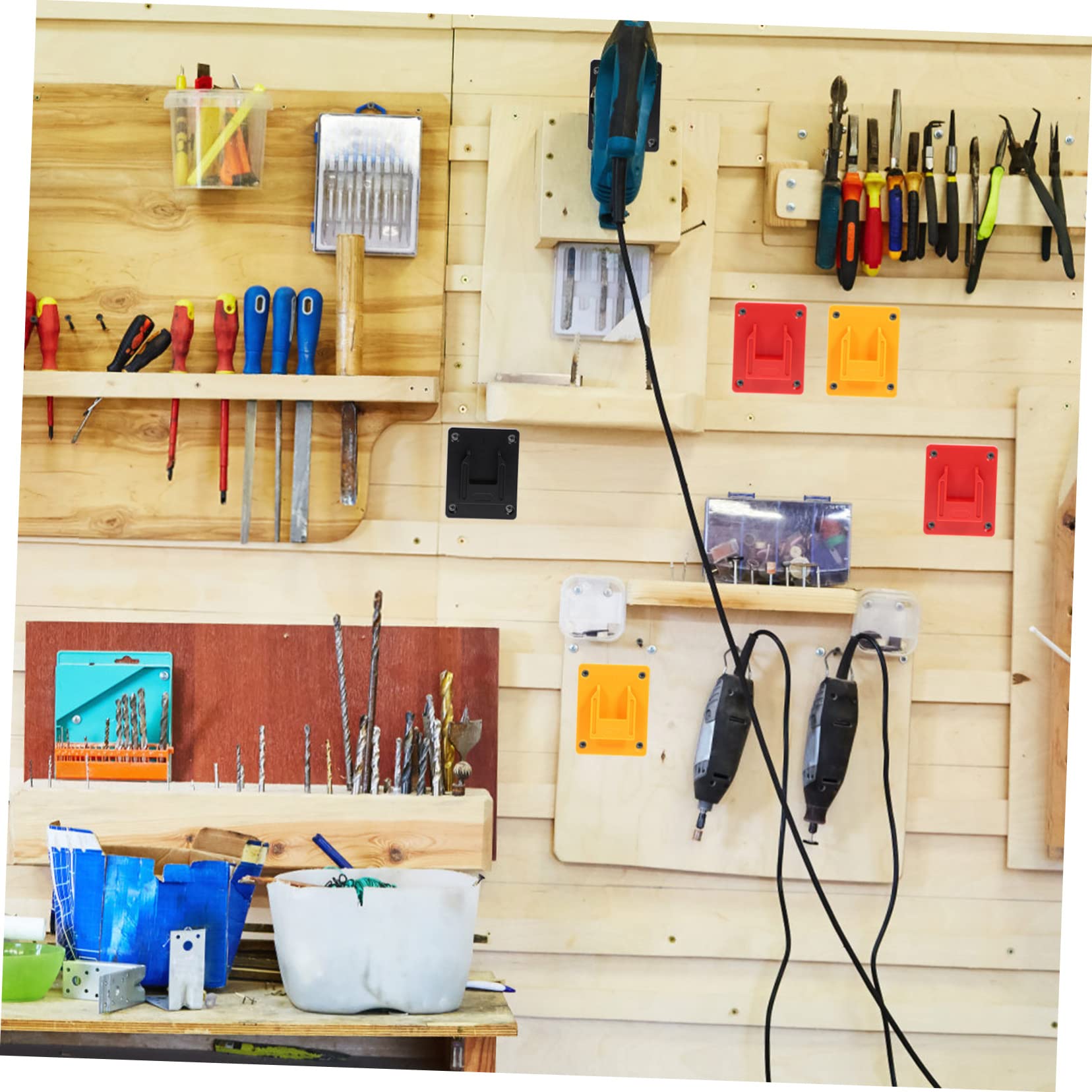 VILLCASE 12 Pcs Battery Suspension Bracket Tools Hanger Drill Mount Holder Wall Electric Tool Rack Millwakee Tools Electric Tool Shelf Tool Holder Mount M18 Wall-mounted Protector Abs