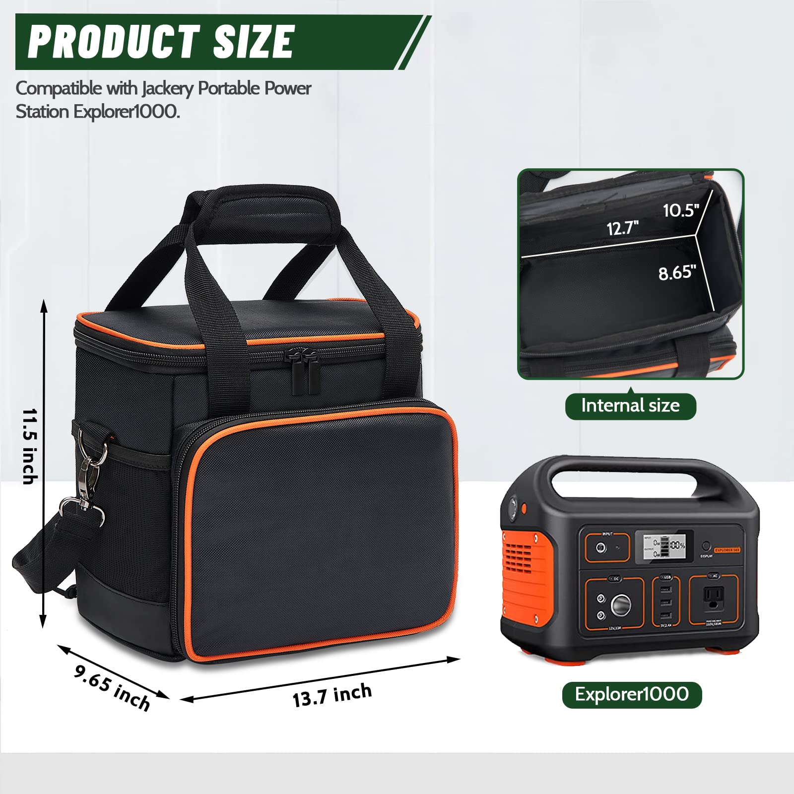 ROVOZAR Carrying Bag for Jackery Portable Power Station Explorer 1000 Storage Pockets Battery Case Travel Power Pack, Large(Fits 1000W)