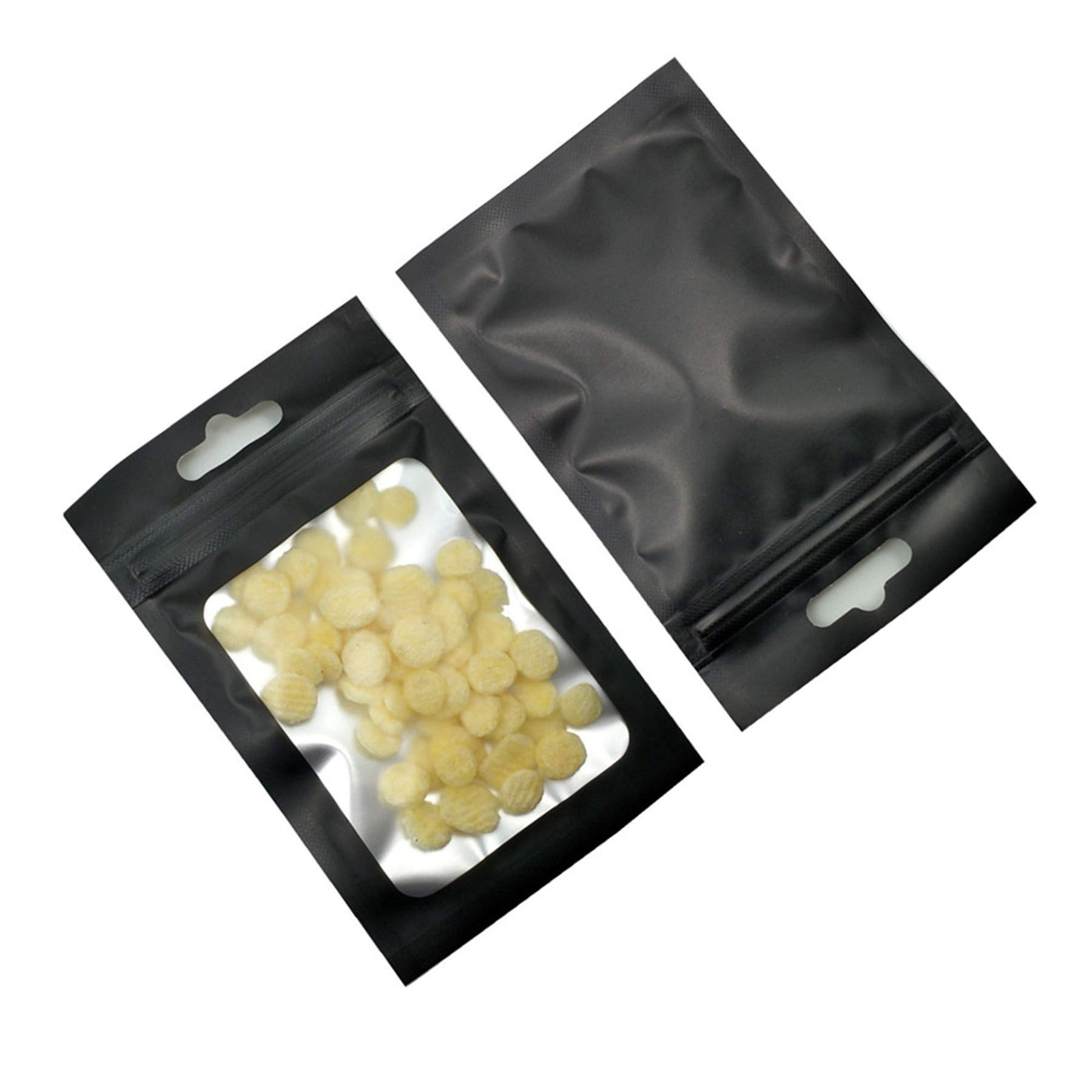 PABCK 100 Pieces Resealable Airtight Matte Window Zipper Lock Bags with Euro Hang Hole 2.3x3.9 inch(Inside Size 1.9x2.5inch) for Zip Food Storage Lock Pouch