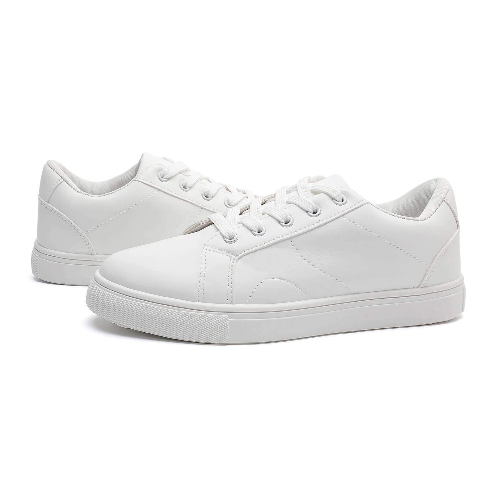 MEMON Women Platform Sneakers White Comfortable Walking Casual Lace Up Fashion Sneakers(ME2305-White-39)