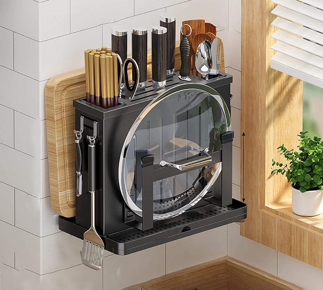 MYBAQ,Kitchen Knife Rack,Knife Holder for Kitchen Counter,Knife Rack,Knife Organizer,Stainless Steel Knife Holder,30 * 16 * 26.3cm,Features: Wall mountable Without Holes, Large Capacity