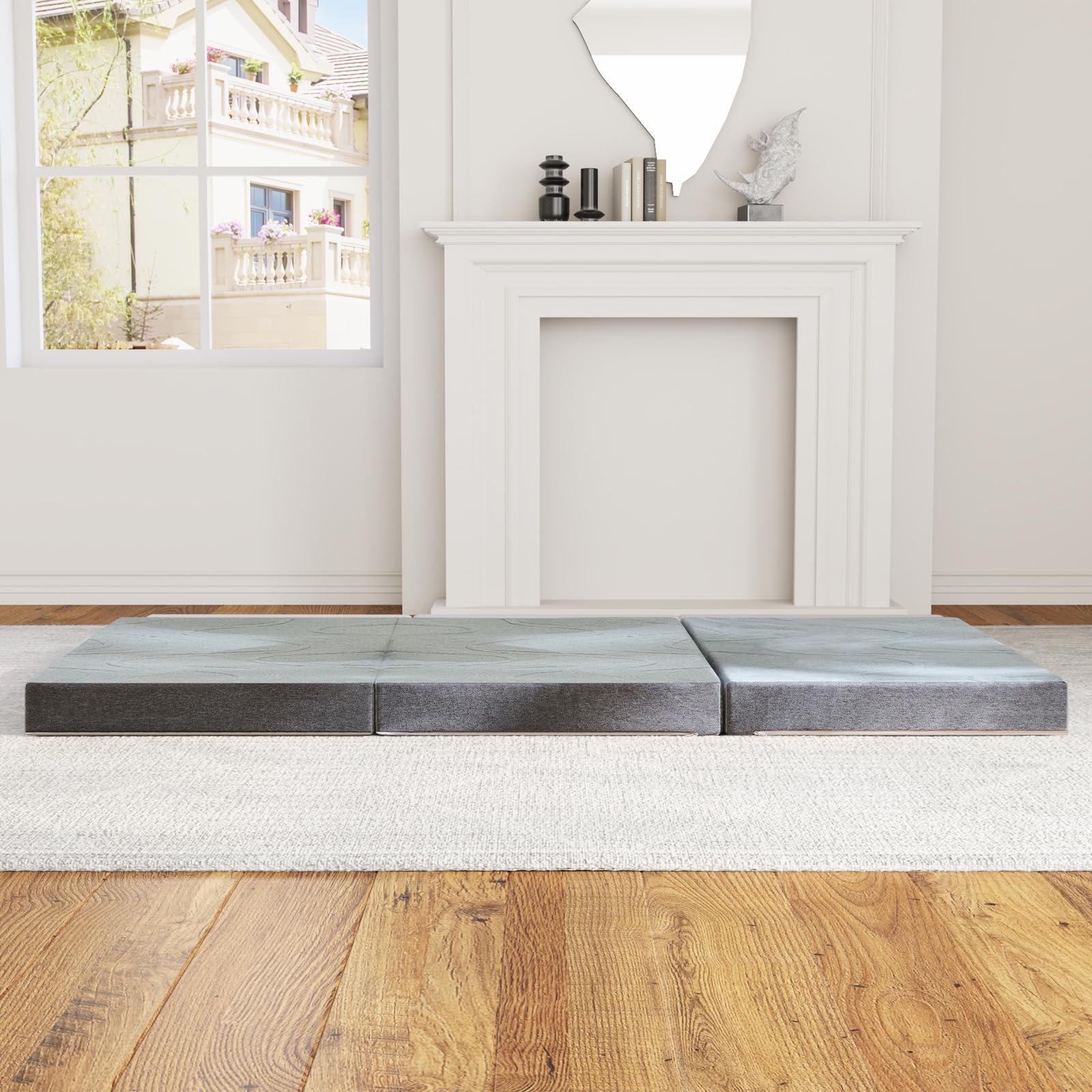 Tri Folding Memory Foam Mattress, 6 inch Tri Folding Mattress Topper, Narrow Twin Size - 31"x 75"x 6"