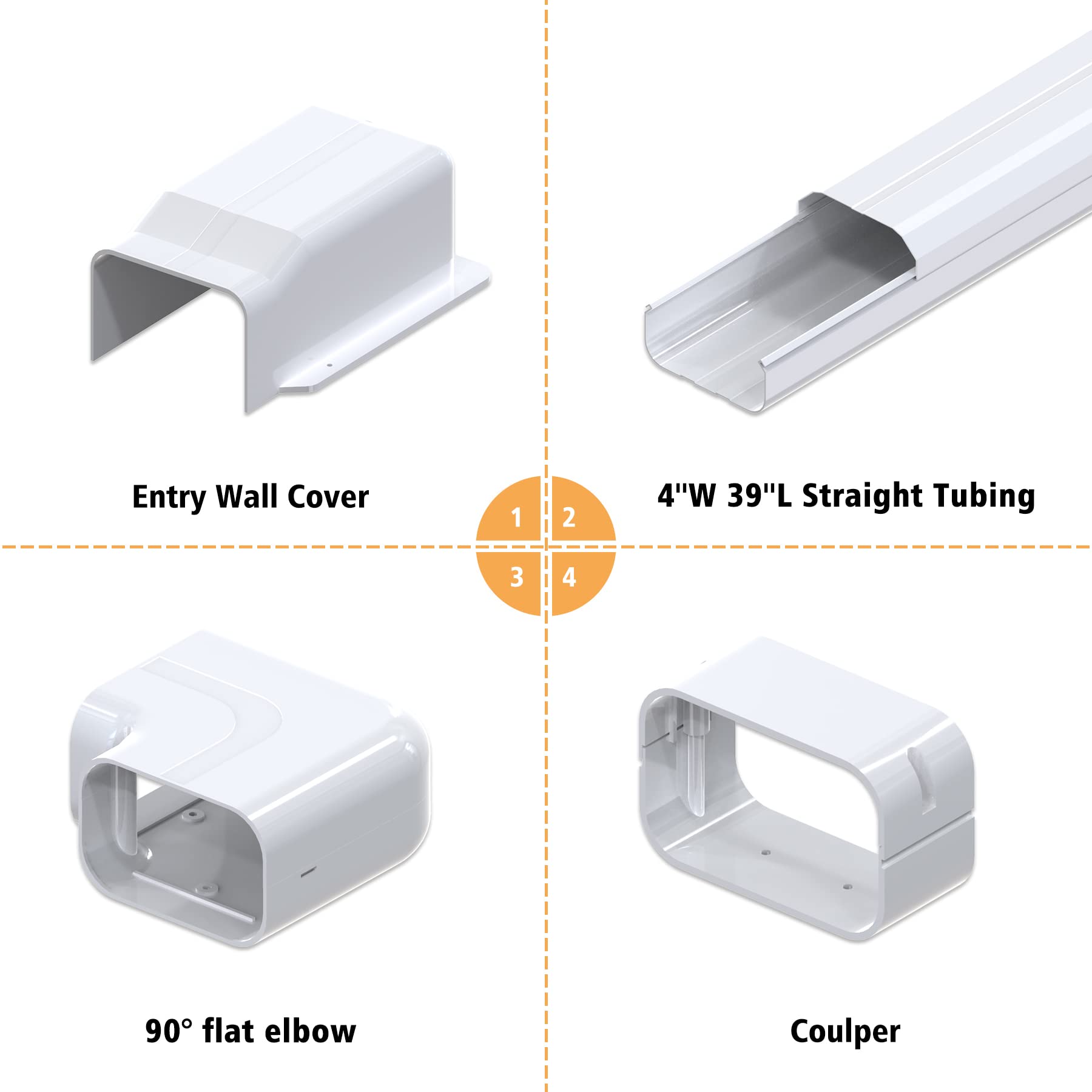 LBG Products Mini Split Line Set Cover,4" 16.5Ft Air Conditioner Decorative PVC Line Set Cover Kit for Ductless Mini Split and Central AC,Heat Pumps