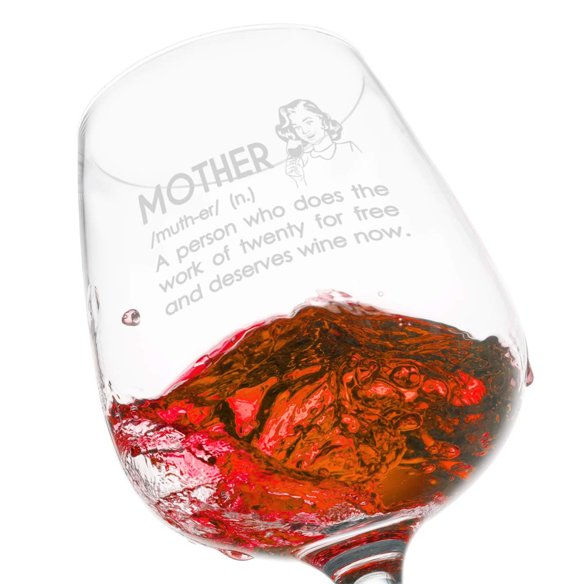 Mother Definition Funny Mom Wine Glass Gifts for Women- Premium Birthday Gift for Her, Best Friend- Unique Present Idea