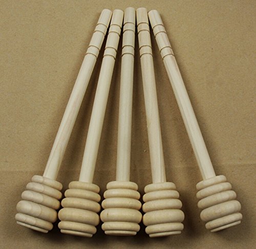 Pack of 50 Pieces 6 Inch Wood Honey Dipper tick Spoon Dip Drizzler Server for Honey Jar Dispense Drizzle Honey New