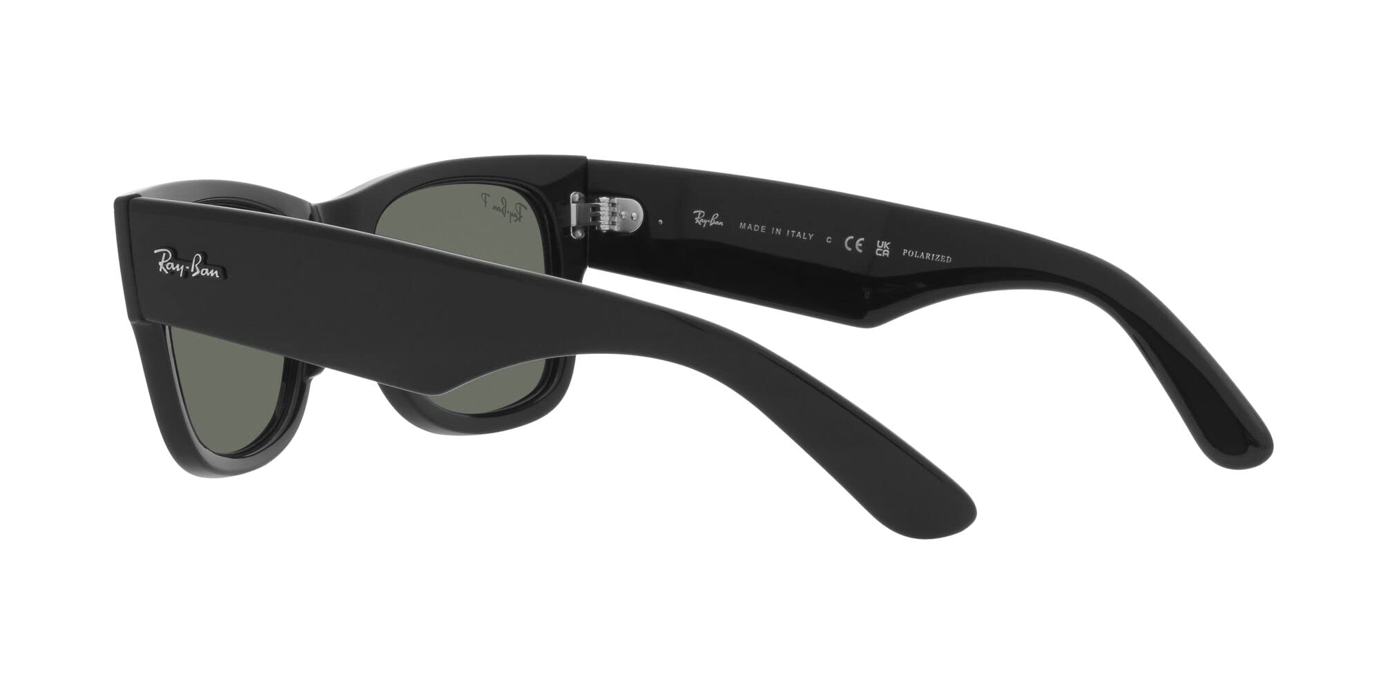 Ray-Ban RB0840SF Mega Wayfarer Low Bridge Fit Square Sunglasses, Black/Green Polarized, 52 mm