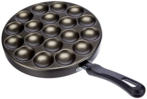patisse Poffertjes Pan Set with Recipes Mixing Bottle and Reeds, Aluminium, Black, 25 cm 6 Units