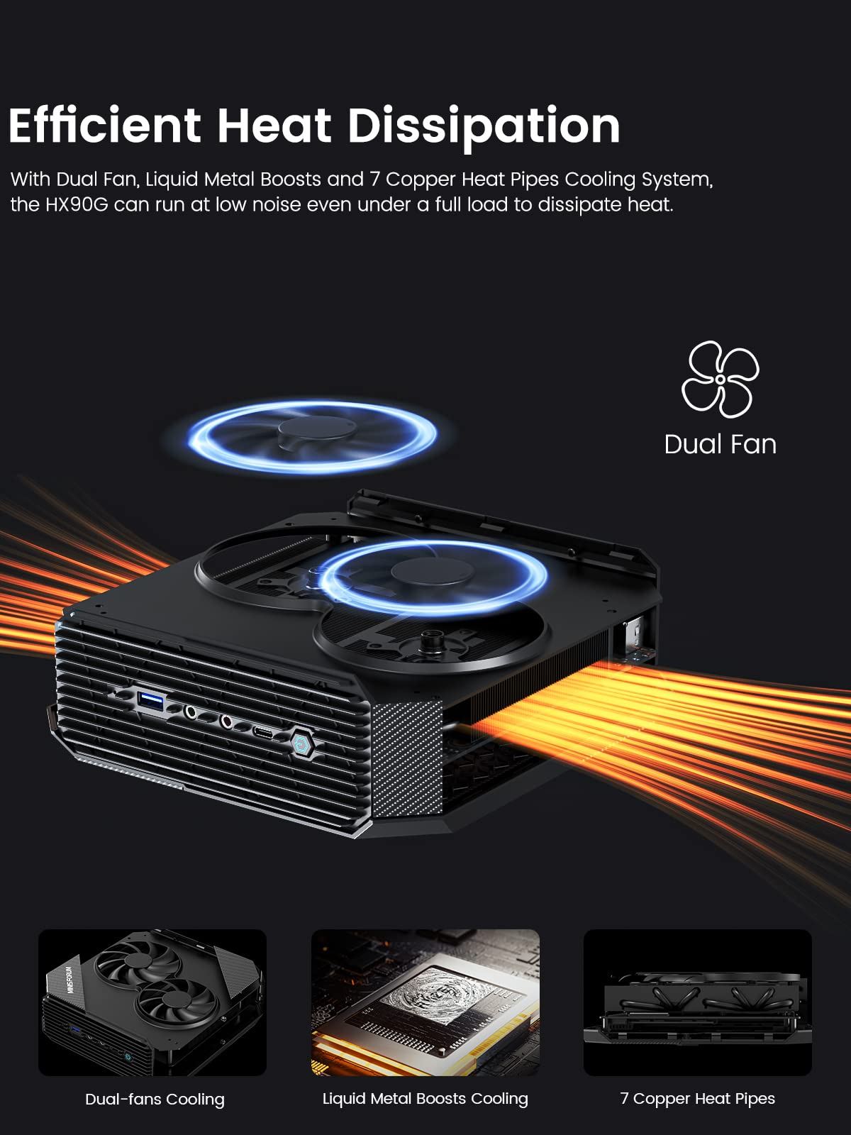 MINISFORUM Neptune Series HX77G Mini PC AMD Ryzen 7 7735HS Desktop Computer, DDR4 32GB RAM+512GB SSD, 2X HDMI & 2X DP 4K@60Hz Outputs, AMD Radeon RX 6600M Discrete Graphics Small PC