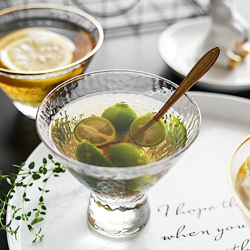 NDSWKR Stemless Martini Glasses Set of 6, 8 Oz Glass Ice Cream Bowls, Crystal Dessert Cup for Sundae, Smoothie, Fruit, Yogurt, Snack, Cocktail, Margarita