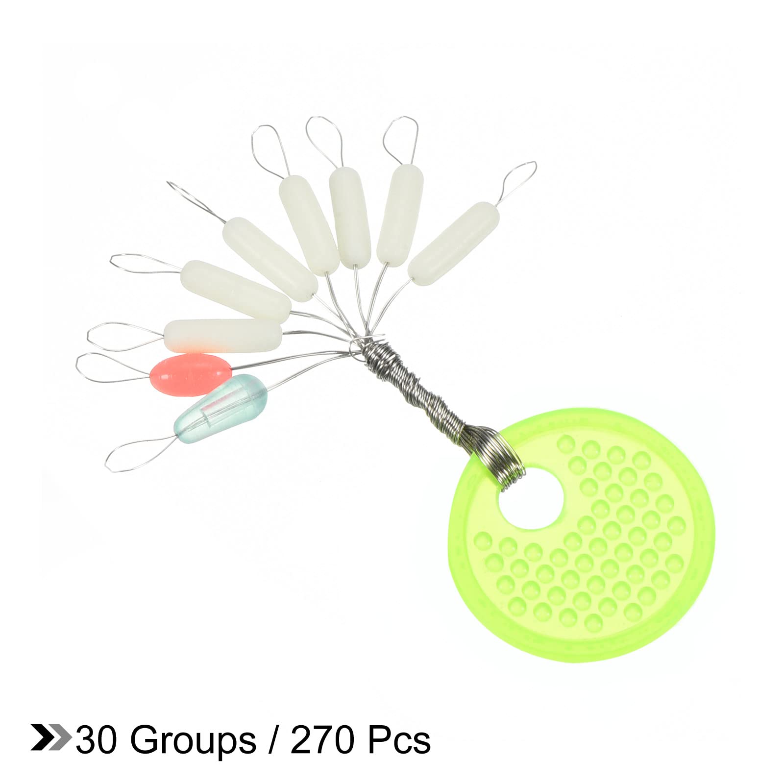 PATIKIL 0.21x0.06 Fishing Rubber Bobber Beads Stoppers, 270 Pieces 9 in 1 Float Sinker Stops Accessories Cylinder Shape 2S Size for Fishing Line, White