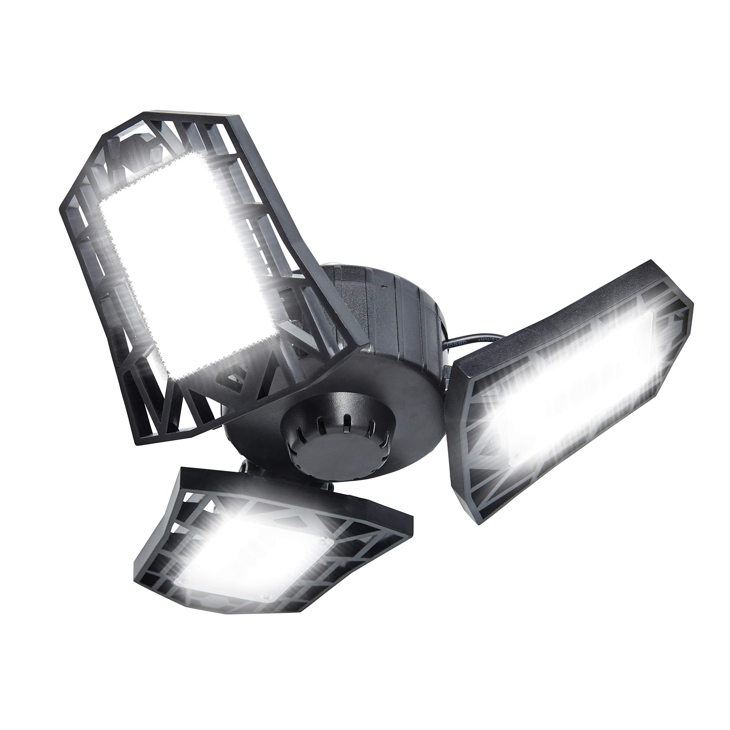 LBYEJEEMI LED Garage Light, 60W Deformable Garage Lighting, 6500LM Adjustable Multi-Position LED Garage Ceiling Lamps, for Garage, Workshop, Warehouse, Basement
