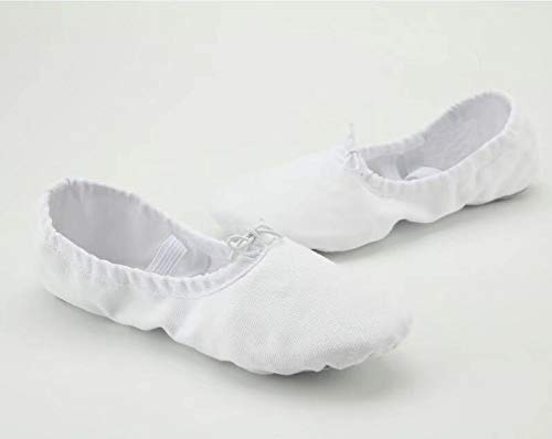 missfiona Women Canvas Ballet Slippers Dance Shoes Adult Practice Yoga Flat Belly Shoes(7, White)