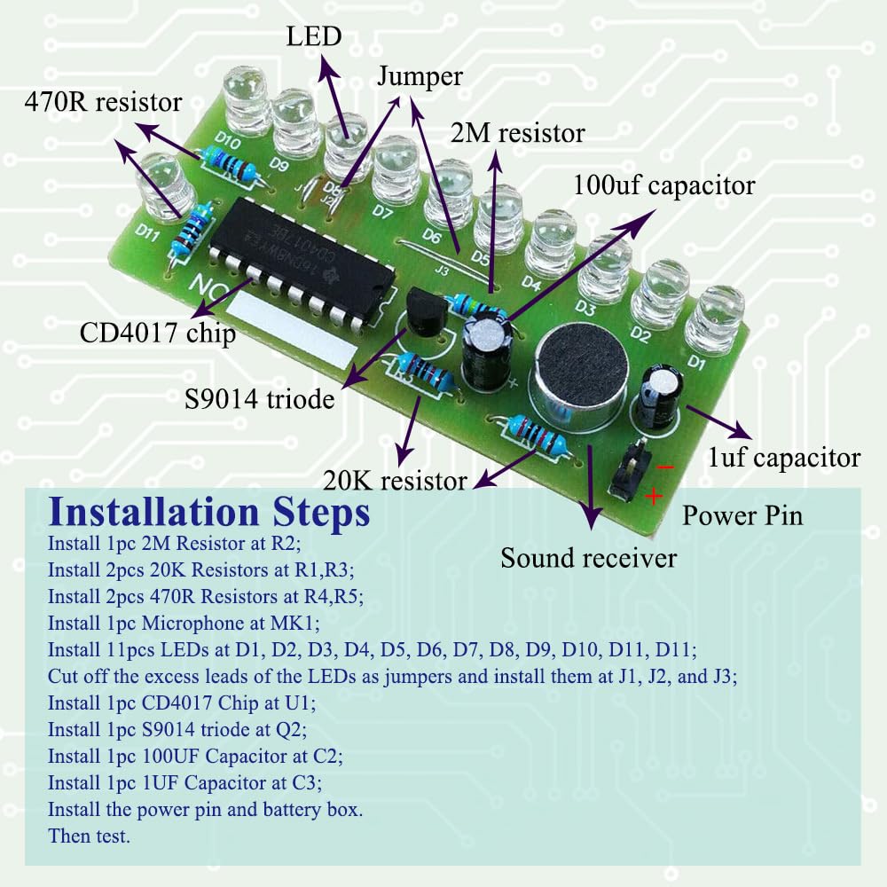 ISolderStore Colorful 10 LEDs Soldering Practice Board Electronic DIY Kits CD4017 Soldering Practice Kit for Teens Kids Adults