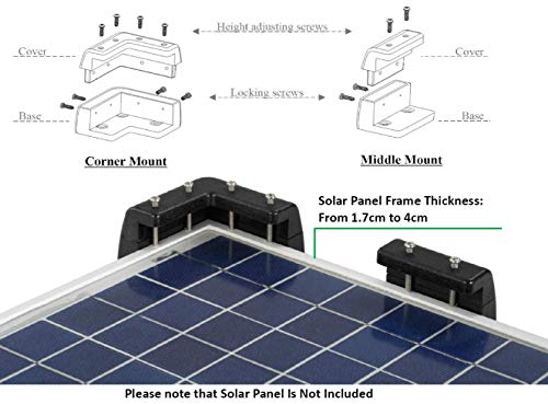 Solar Panel Mounting Brackets Corner Mount Kits Supporting for Framed Solar Panels,Installation On RV Caravan Boats Camper Trailer Marine Motorhome House Roof, Compatible with Renogy Solar Panel