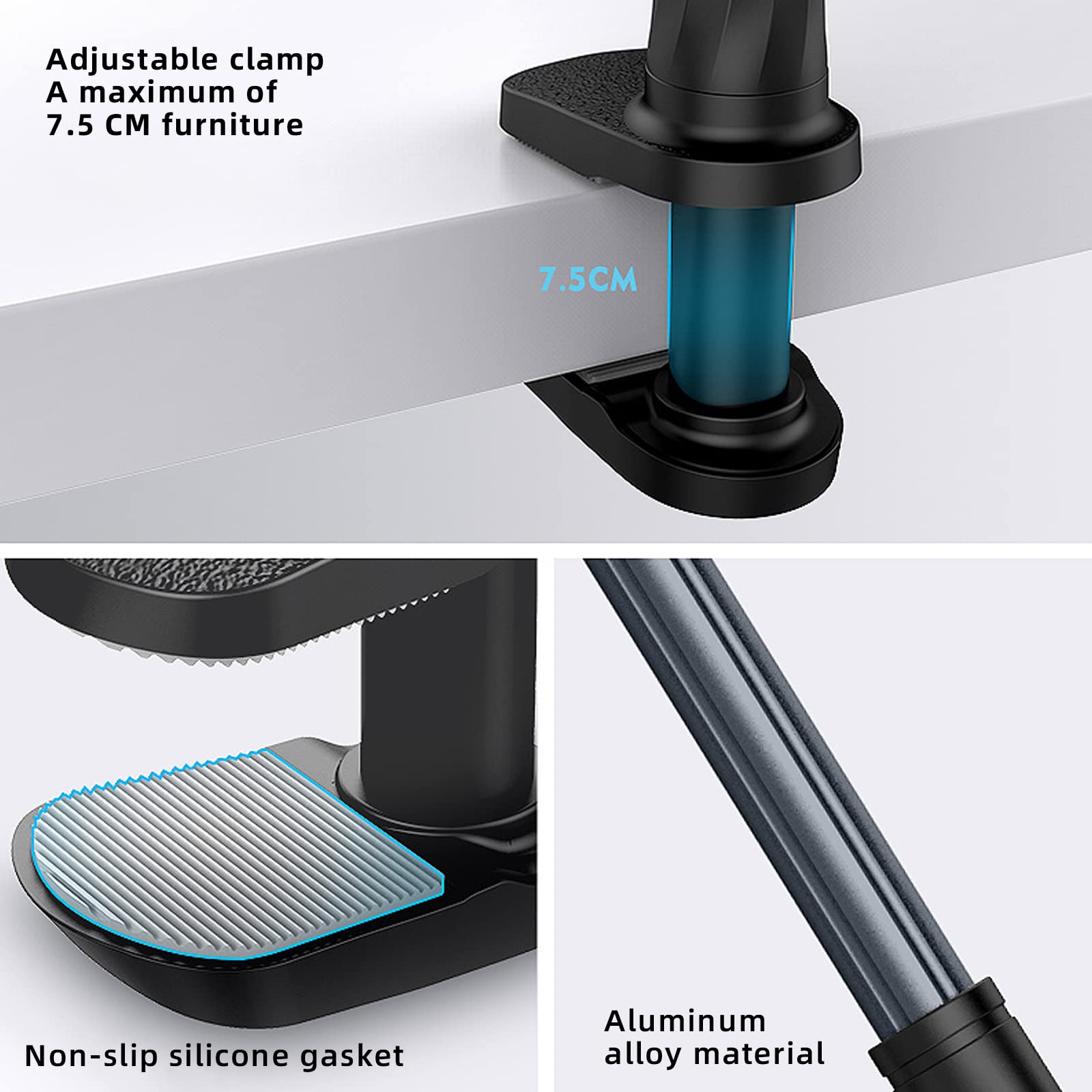 WAFCHHNL Phone Stand, Tablet Holder, with Gooseneck Flexible & Hard Arm Bracket, Fits iPad Pro 12.9-11