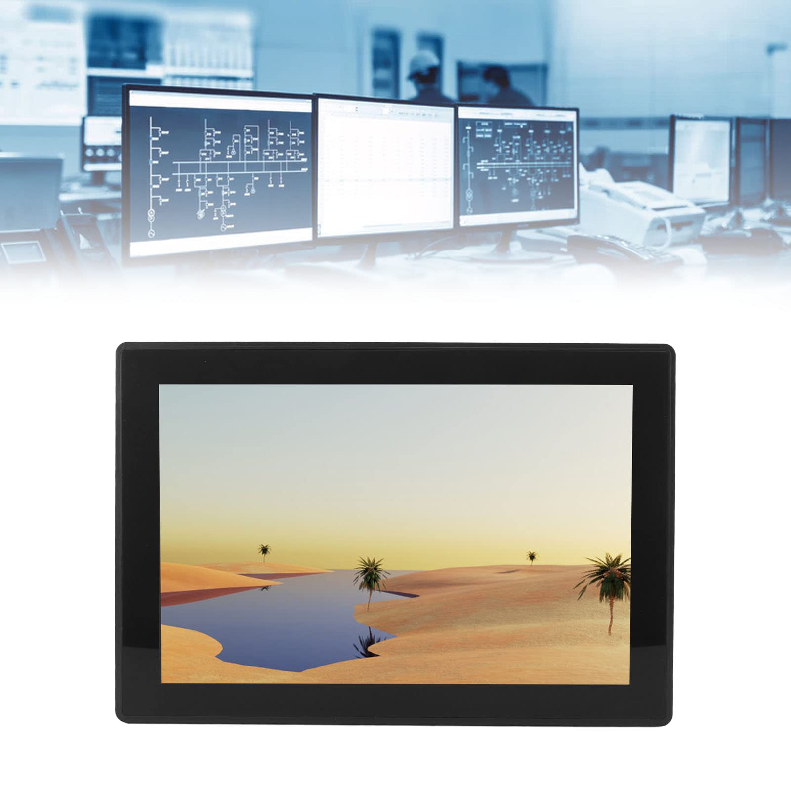 VINGVO 10.1 Inch Touchscreen Monitor, IPS Monitor IPS Wide View Technology Simple Operation IP65 Waterproof for Office (US Plug)