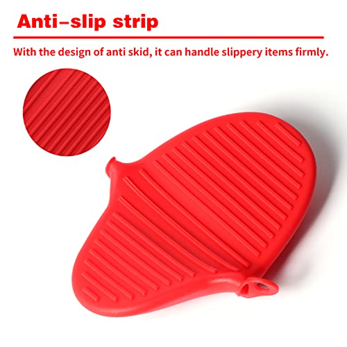 Yvnicll Silicone Oven Mitts Heat Resistant for Kitchen, Finger Protector Pot Holder for Kitchen,Cooking,Baking,BBQ - Heat Resistant Gloves(Red)