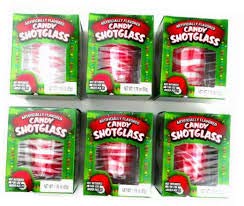 Peppermint Flavored Candy Cane Edible Shot Glass (New Year Celebration Candy Shot Glasses New Years (Includes 6 Shot Glasses)